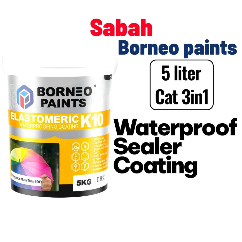 cat 3dalam1 waterproof sealer coating 5kg borneo paints cat dinding ...