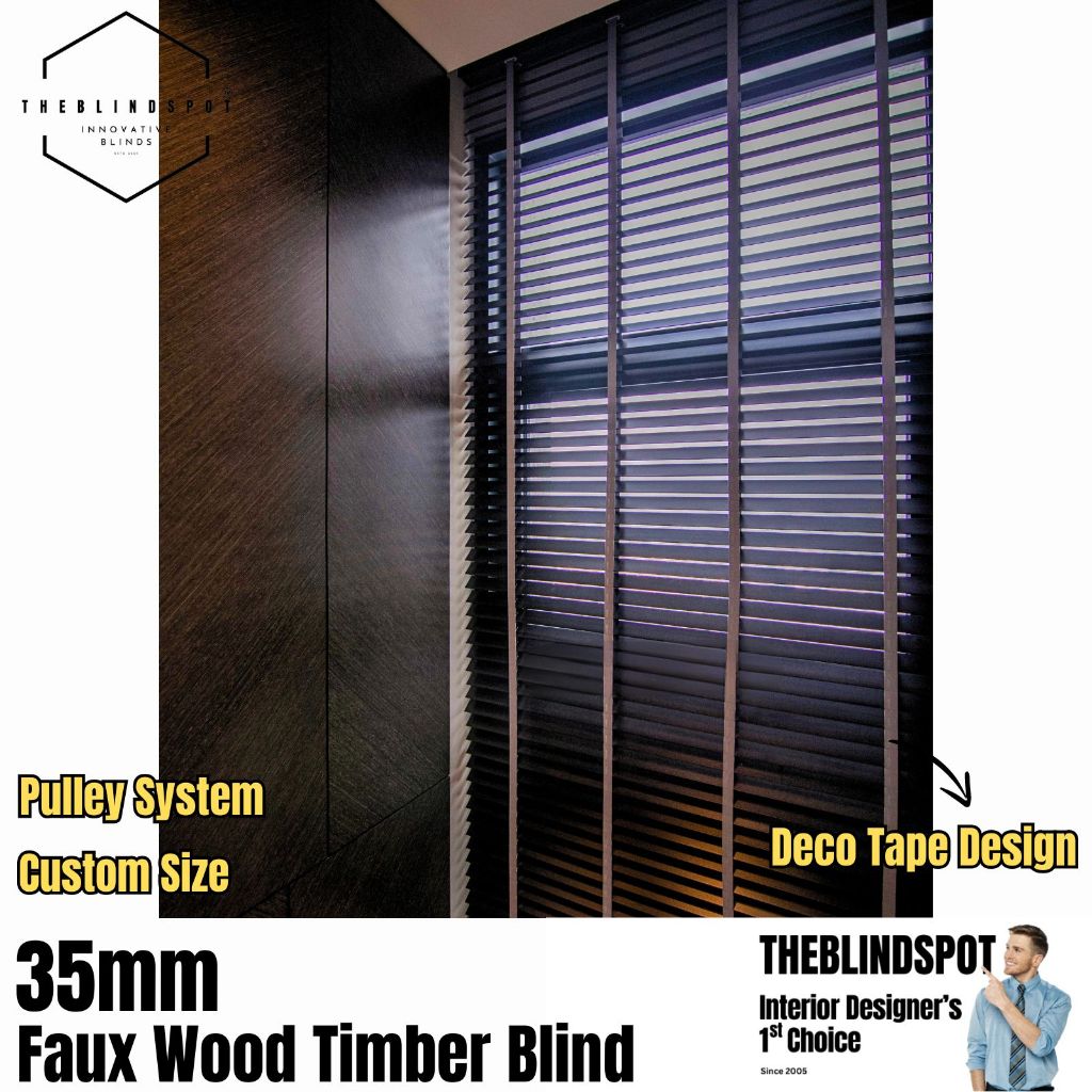 TheBlindSpot 35mm Timber Blind Deco Tape Bidai Kayu Indoor Tirai Window ...