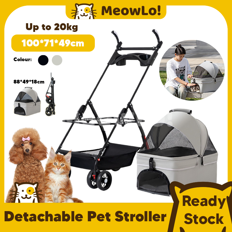 MEOWLO Detachable Pet Stroller 20kg Pet 4 Wheel Pet Stroller Cat ...