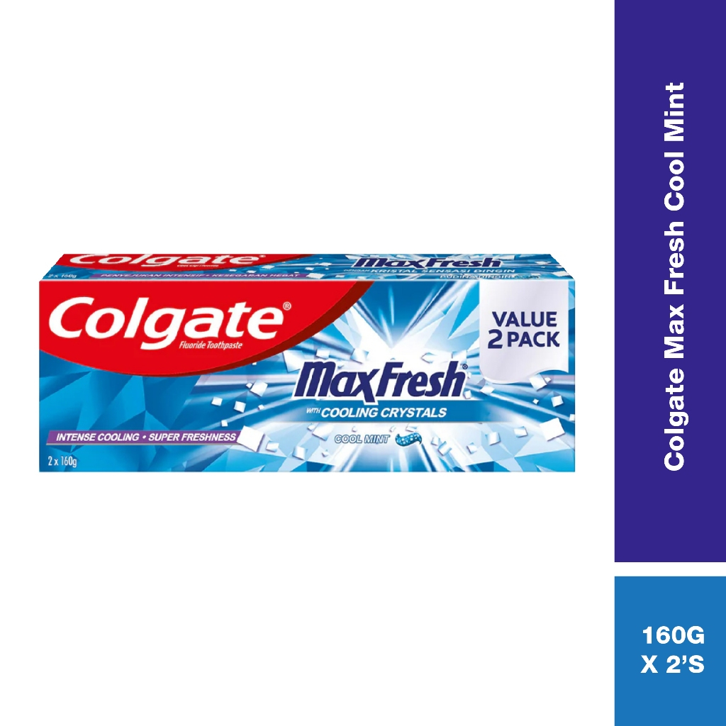 Colgate Max Fresh Cool Mint Toothpaste Value pack (160g x 2's) | Shopee ...