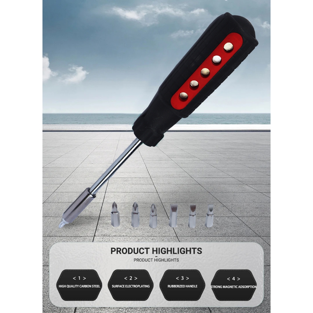 Screwdriver bit Handle Hex 1/4 Screw bit Holder Driver with 6 pieces ...