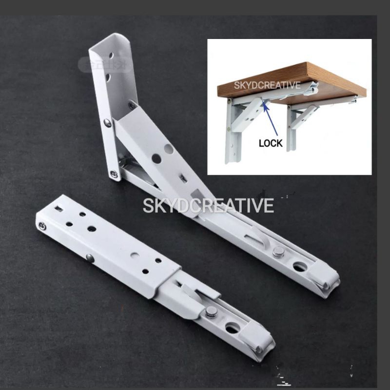 Folding Shelf Brackets Heavy Duty Metal Collapsible Table Shelf Hinge ...