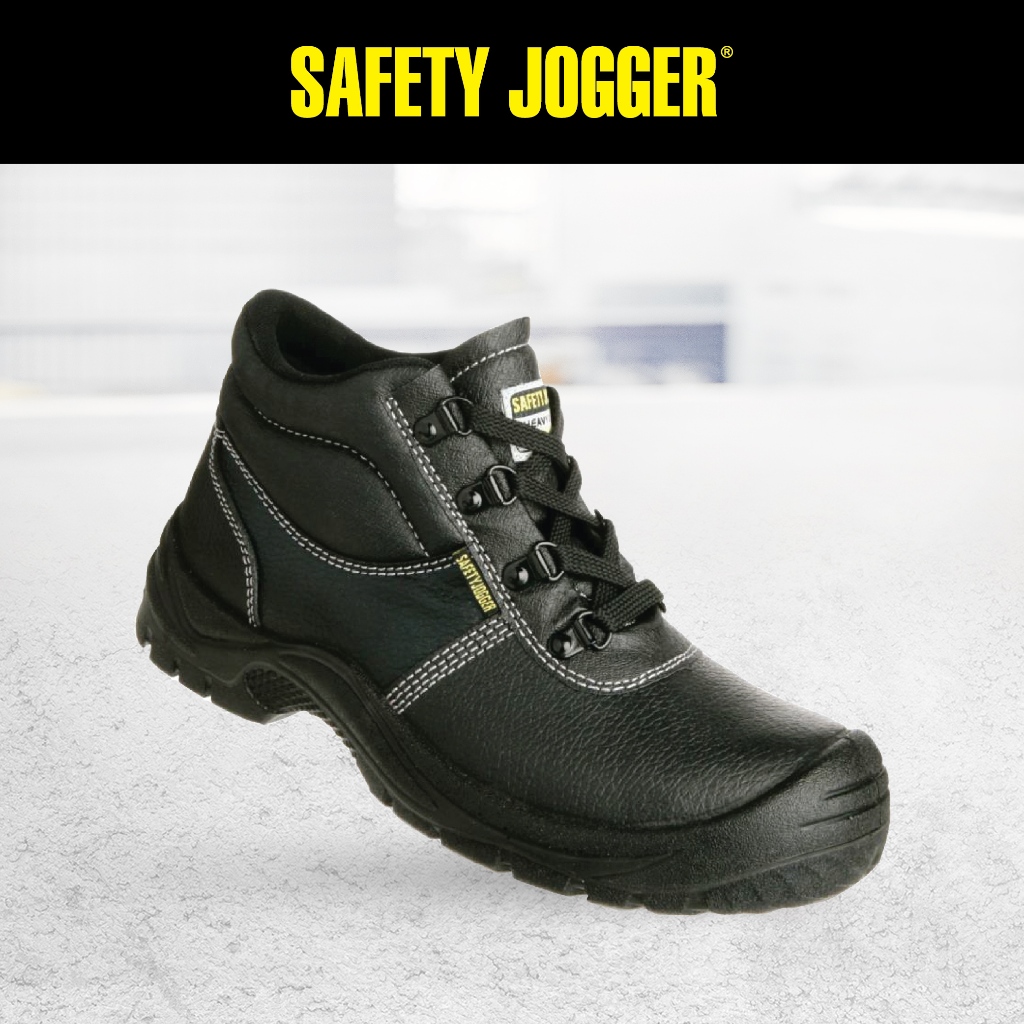 SAFETY JOGGER S 96-9998 Men Black Leather Lace Up Safety Boots / Mid ...