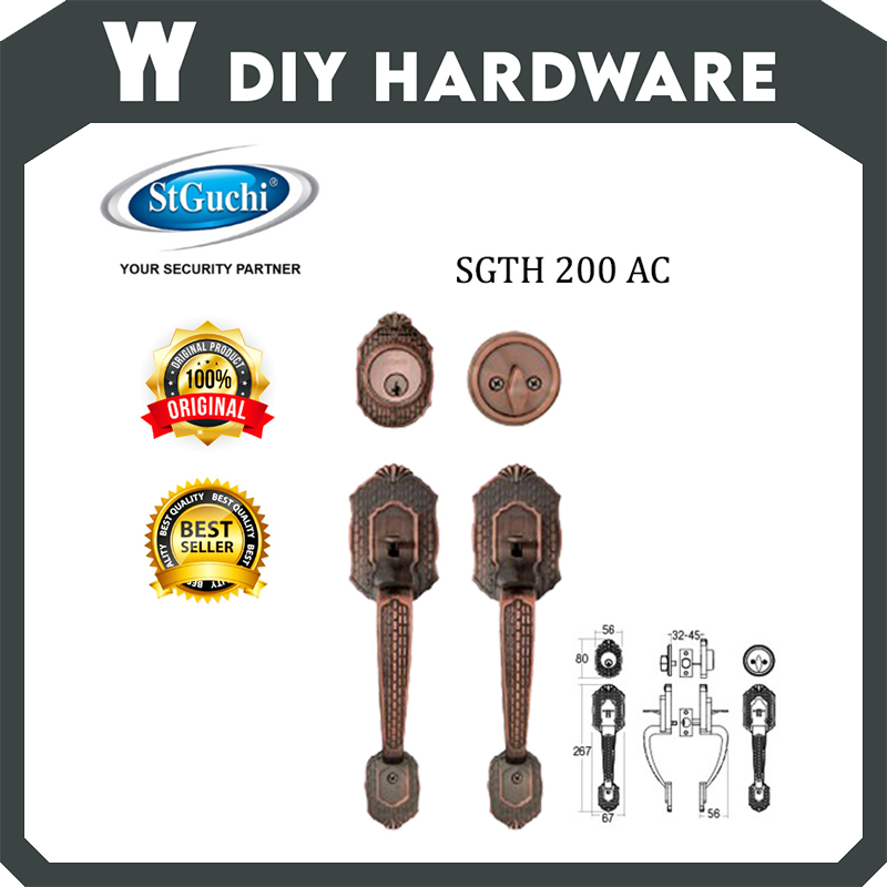 YY DiY ST GUCHI 200 AC Heavy Duty Entrance Handle Gripset Lock | Shopee ...