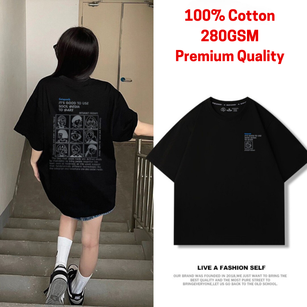 Oversize T-shirt Korean Style clothes Loose Half-Sleeve Unisex Baju ...