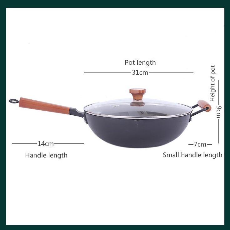 IK129 high-quality non-stick frying pan with lid 32CM wok nitride iron ...