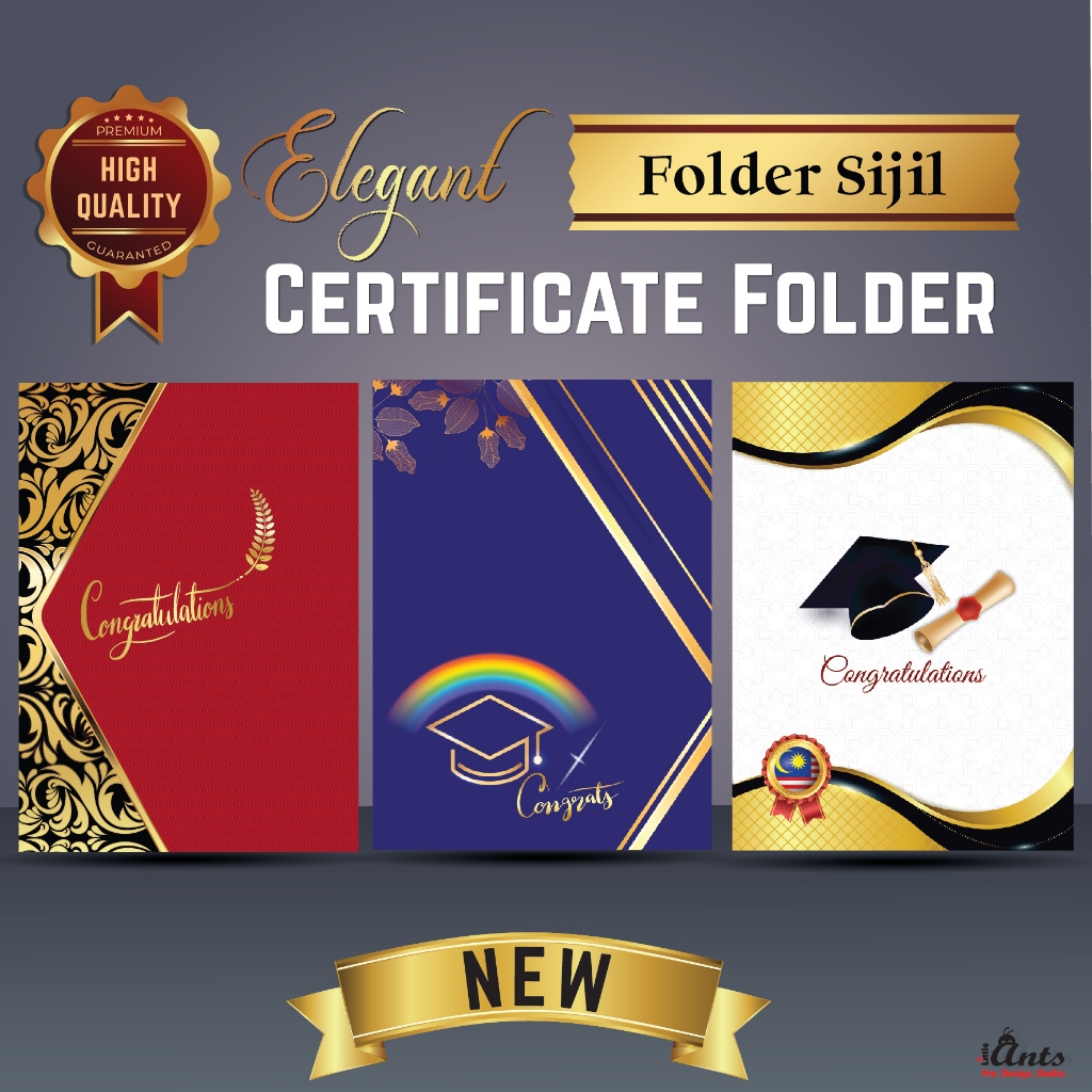 A4 Elegant Folder Sijil Glossy Certificate Document Soft Cover Holder ...