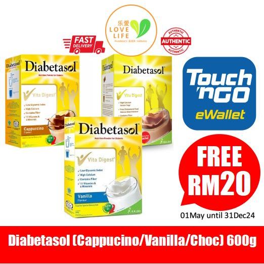 Diabetasol 600g (Vanilla / Chocolate / Cappucino/Almond) | Shopee Malaysia