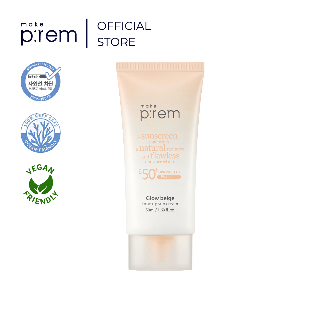 Make Prem Glow Beige Tone Up Sun Cream 50ml | Shopee Malaysia