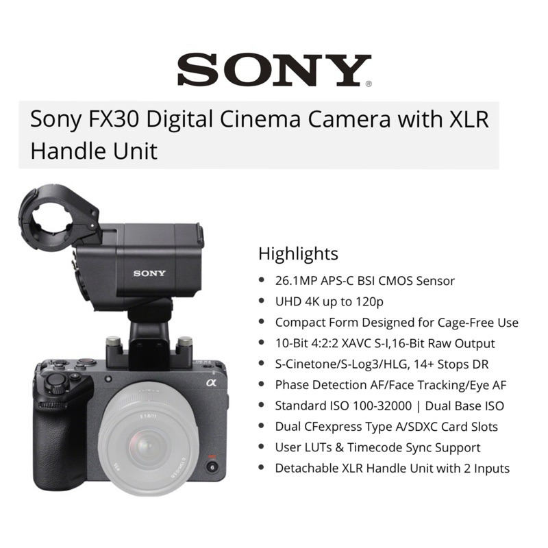 SONY MALAYSIA WARRANTY SONY FX30 CINEMA CAMERA WITH XLR HANDLE KIT ...