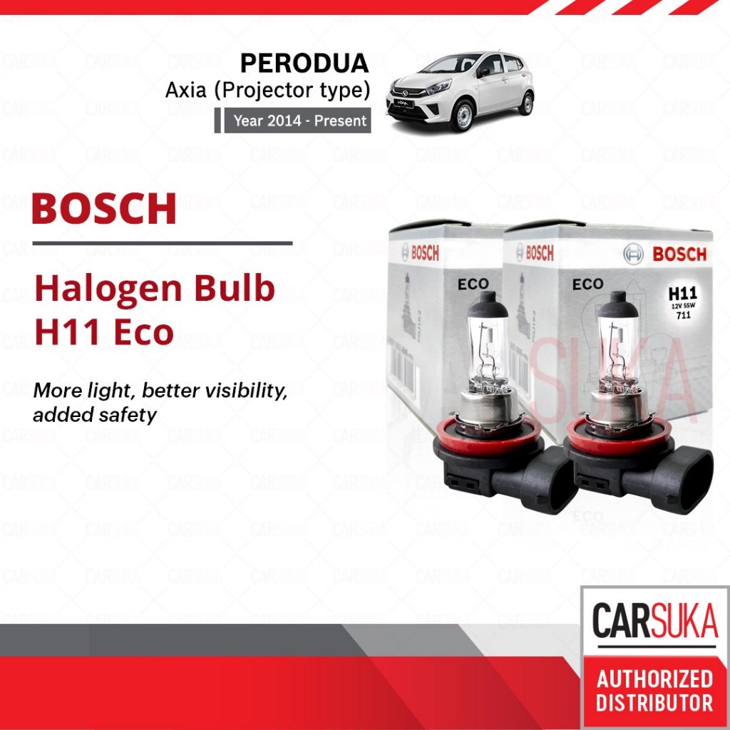 Bosch H11 Halogen Headlight Bulb (55W) set of 2 for Perodua Axia ...