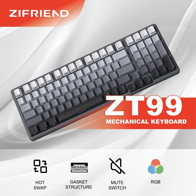 Zifriend ZT99 Wired Mechanical Keyboard 99 keys Hotswap North Facing ...