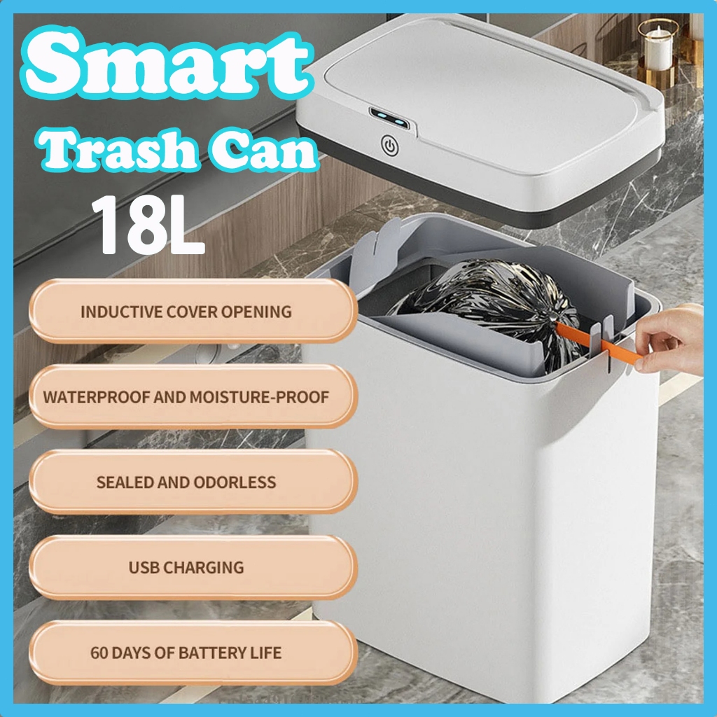 Smart Trash Can 18L Big Size Touchless Motion Sensor Electronic Sensing ...