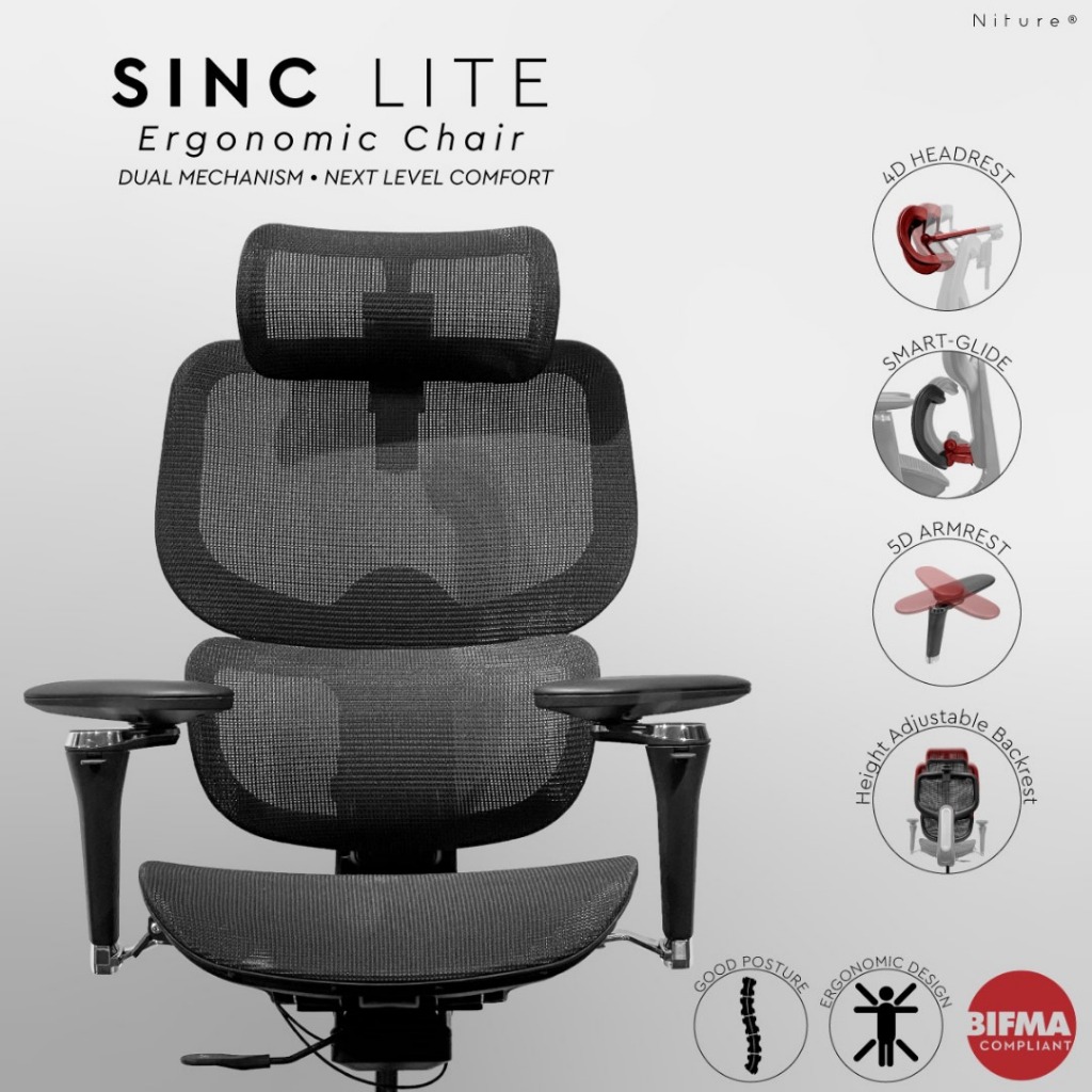 Niture SINC LITE Ergonomic High Back Chair Mesh Chair Office Chair ...