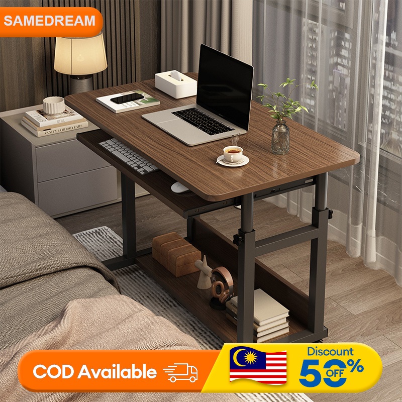 Computer Desk Bed Side Study Table Portable Wooden Meja Komputer ...