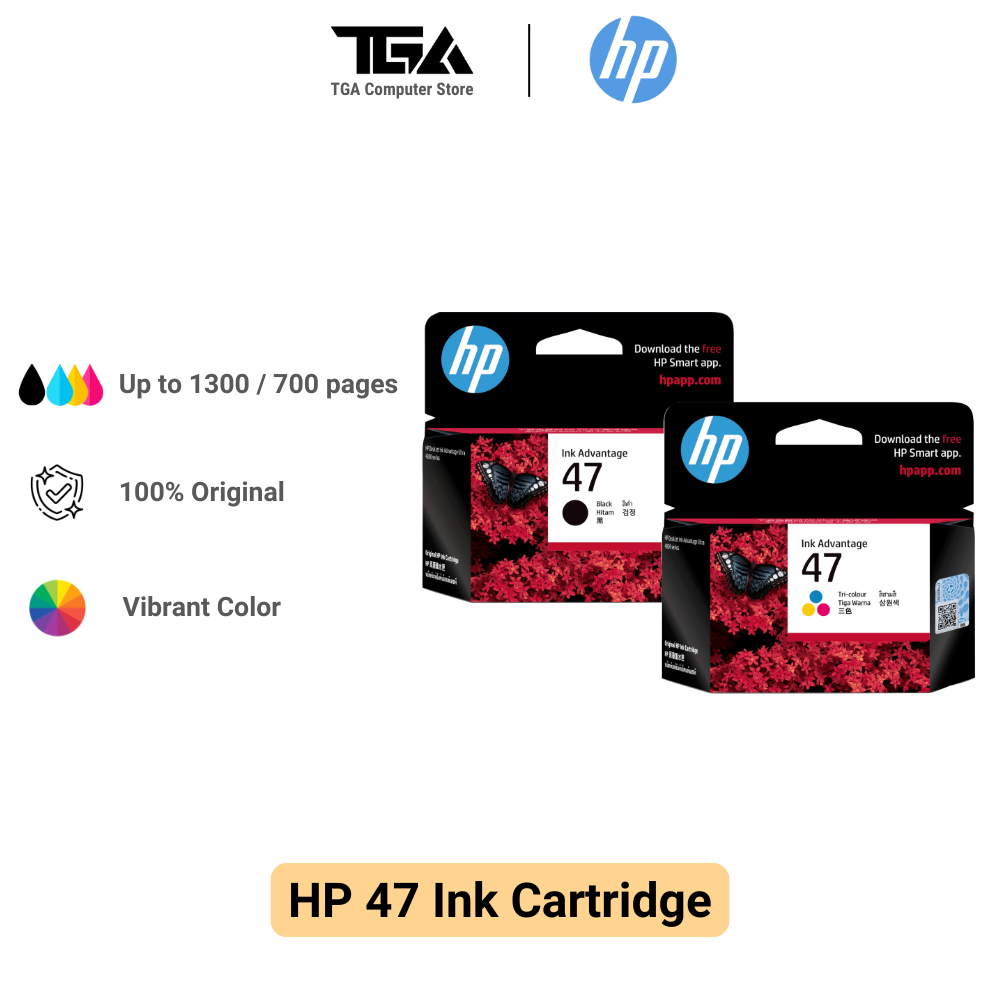 HP 47 Ink Cartridge Black / Color [Original] Ink Printer HP 4825, 4826 ...