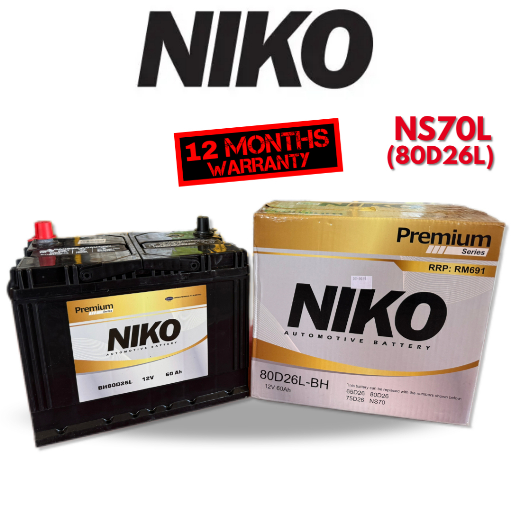 【SABAH】NIKO Gold Premium NS70L NS70R 80D26L 80D26R Car Bateri Kereta ...