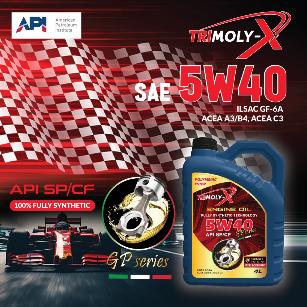 TRIMOLY-X GP SERIES 5W40 FULLY SYNTHETIC ENGINE OIL SP/CF 4L Car Lubricant Minyak Hitam Minyak ...