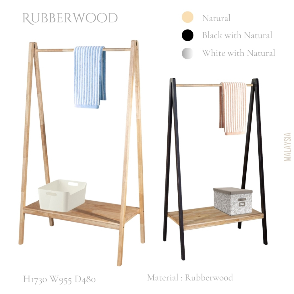 Rubberwood A-Frame Clothes Rack, Hanging Rack, Penyangkut Baju, Rak ...