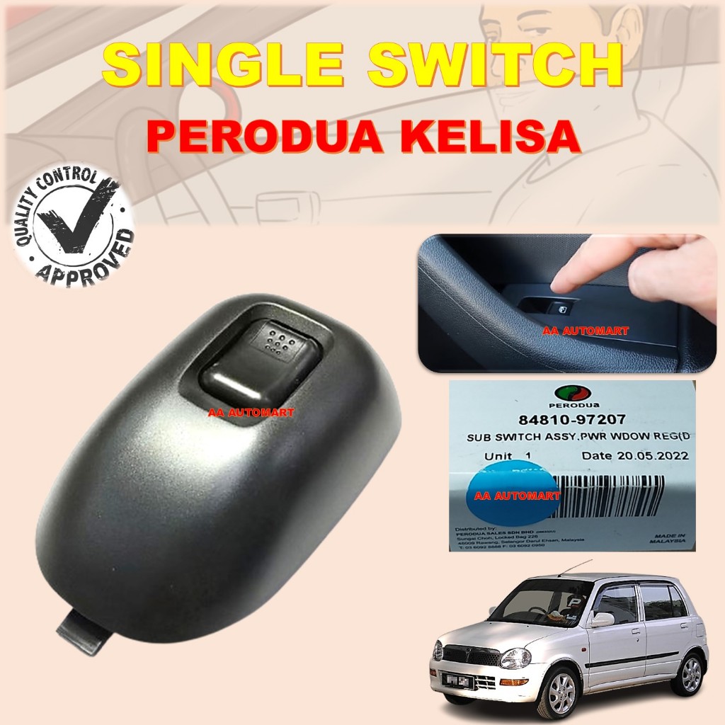 ORIGINAL Perodua Kelisa Power Window Single Switch Sub Passenger Switch ...