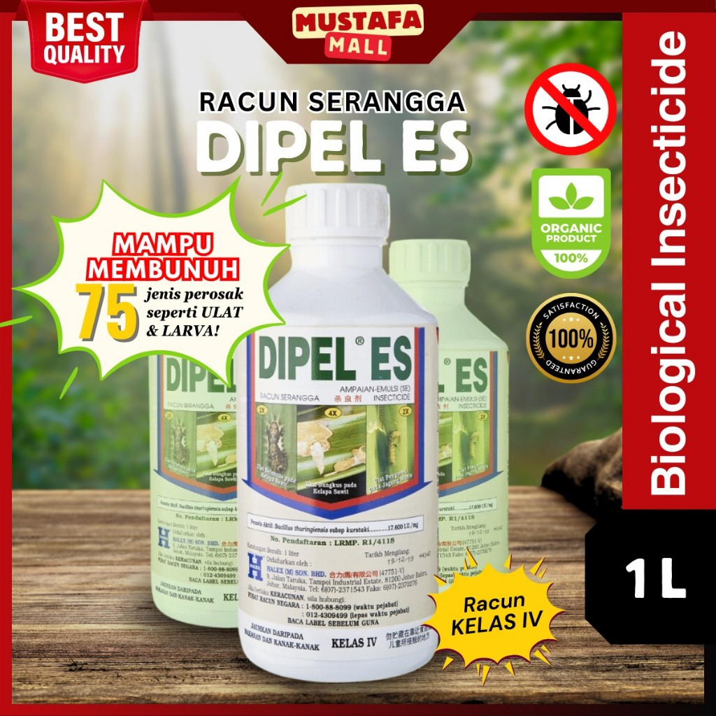 Dipel ES 1L Racun Serangga Organik Membunuh serangga perosak Penggerek ...