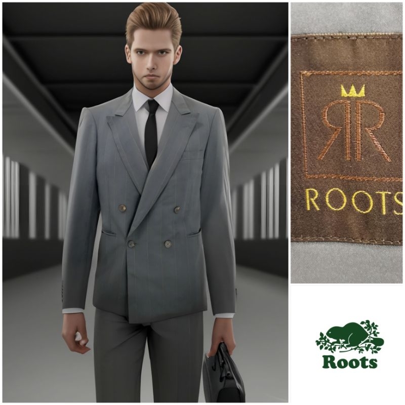 (M) ROOTS Vintage Clothing Black Double Breasted Blazer | Shopee Malaysia