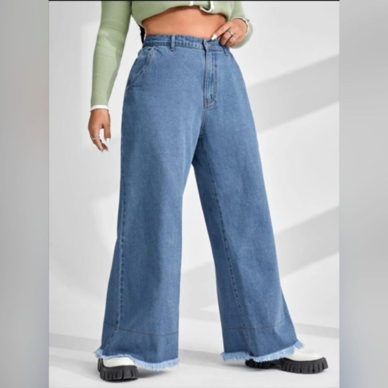Big size blue blue jeans palazzo Ready Stock (26-50) | Shopee Malaysia