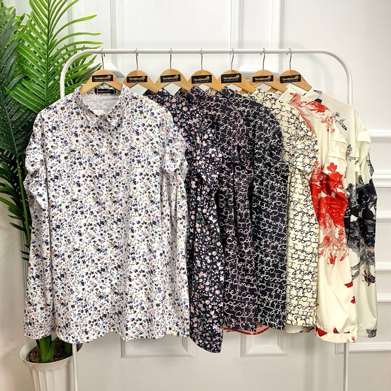 BLOUSE PLUS SIZE MURAH WOMEN CANTIK KYRA KEMEJA IRONLESS - PLUSSIZE ...