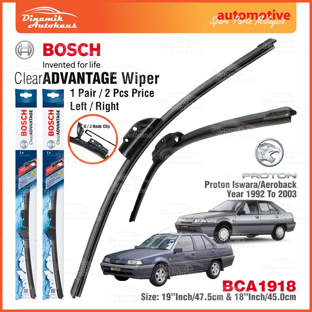 Proton Saga Iswara / Aeroback Car Windshield Front Wiper (2 Pcs) Bosch Clear Advantage Wiper ...