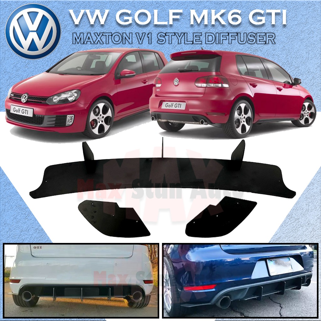 VOLKSWAGEN VW GOLF MK6 GTI REAR DIFFUSER SPLITTER MAXTON DESIGN V1 ...