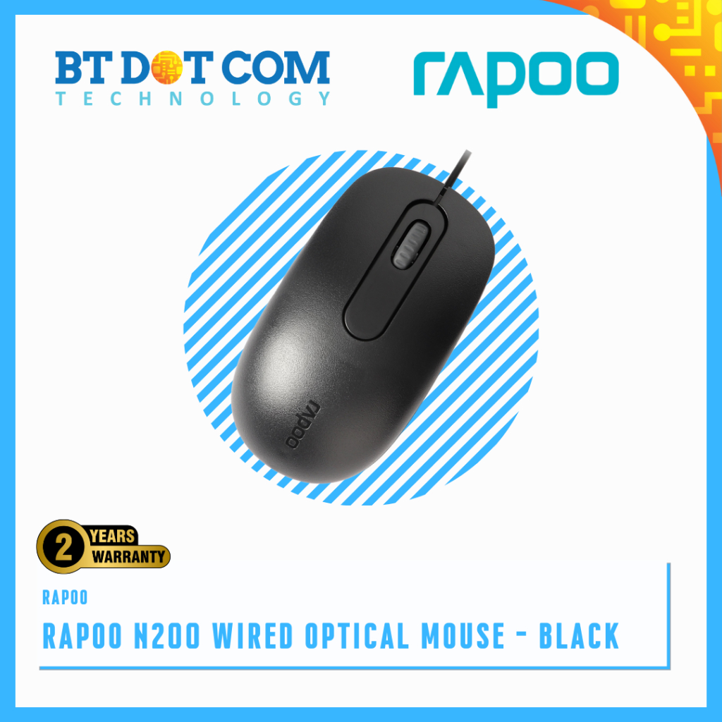 BTDC Rapoo N200 Wired Optical Mouse | Shopee Malaysia