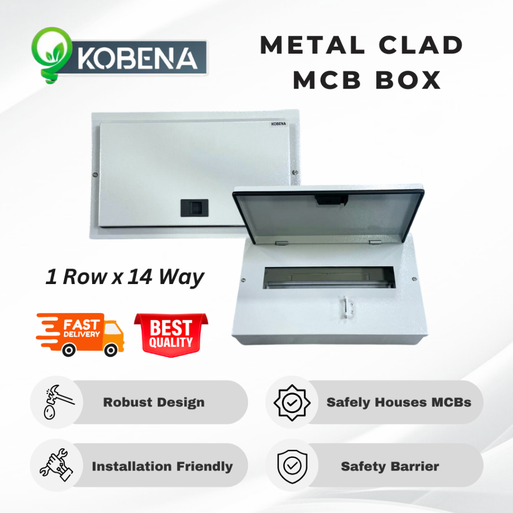 Kobena Metal Clad MCB Box 1 Row x 14 Way DB Box Electrical Box Kotak ...