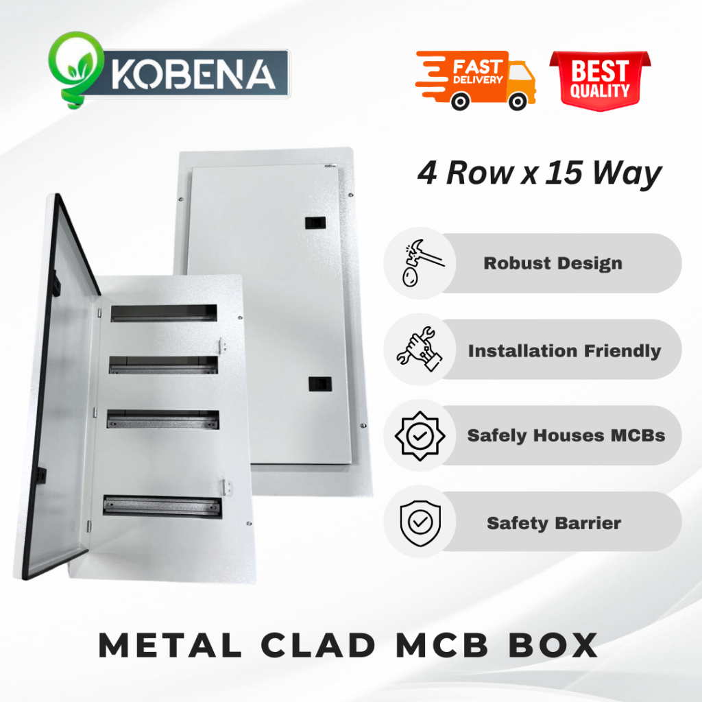 Kobena Metal Clad MCB Box 4 Row x 15 Way DB Box Electrical Box Kotak ...
