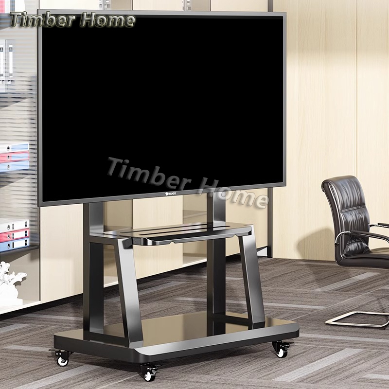 Timber home tv stand 32-75 Inch Mobile TV rack with 360° Wheel ...