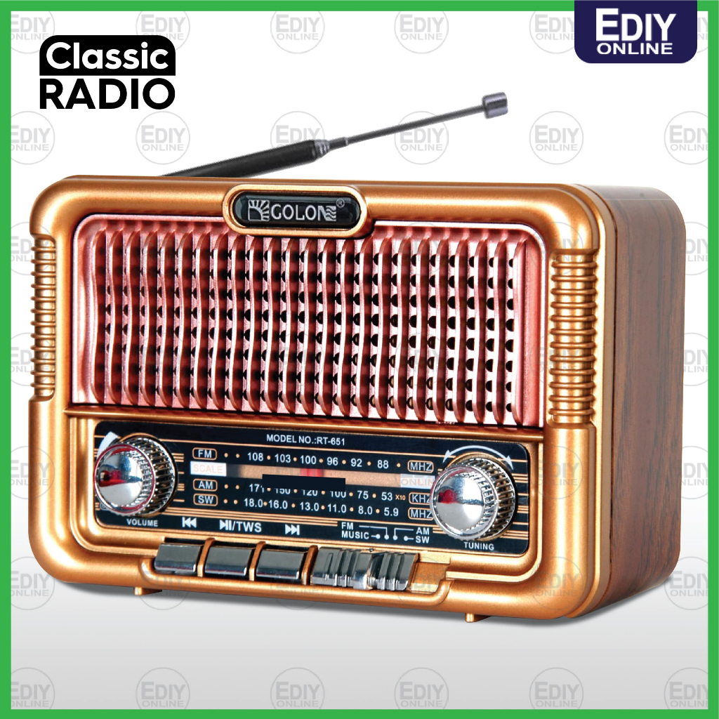 Vintage Rechargeable Radio FM Bluetooth USB TF Card MP3 Speaker Player ...