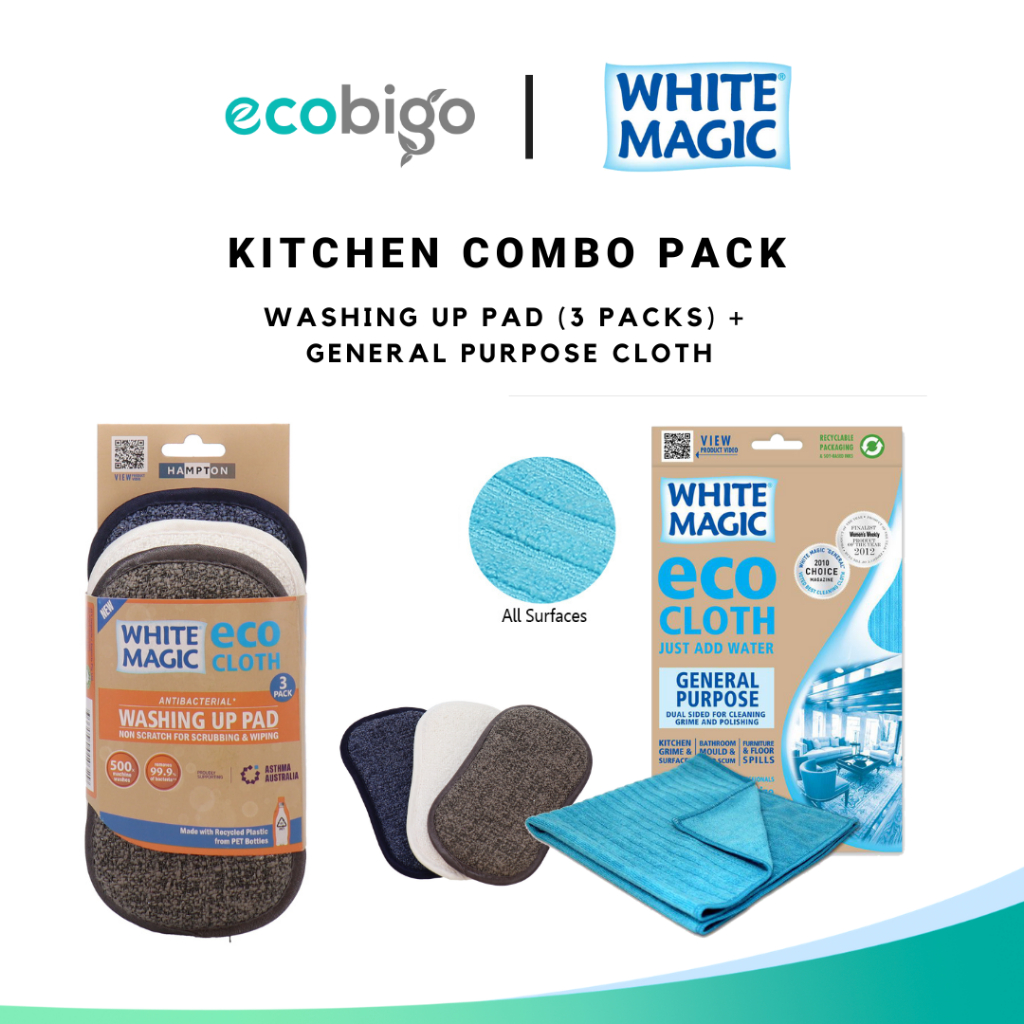 EcoBigo Kitchen Combo Pack/ Eco Cloth / Washing Up Pad / Microfibre ...