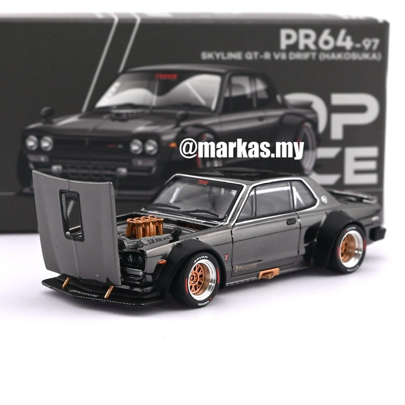 POP RACE 1/64 PR640097 SKYLINE GT-R V8 DRIFT (HAKOSUKA) DARK CHROME | Shopee Malaysia