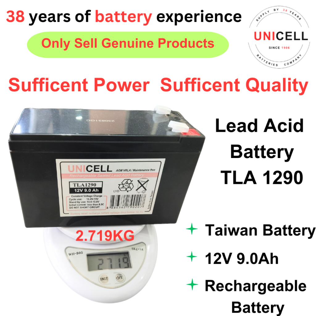 TLA 1290 Battery Back Up Battery 12V 9.0AH Rechargeable Sealed Lead ...