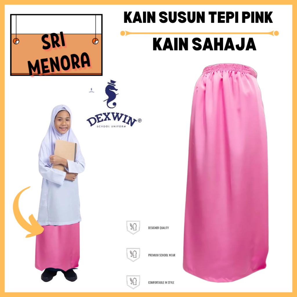 KAIN SEKOLAH PINK / KAIN SUSUN TEPI PINK / KAIN PUTERI ISLAM PINK ...