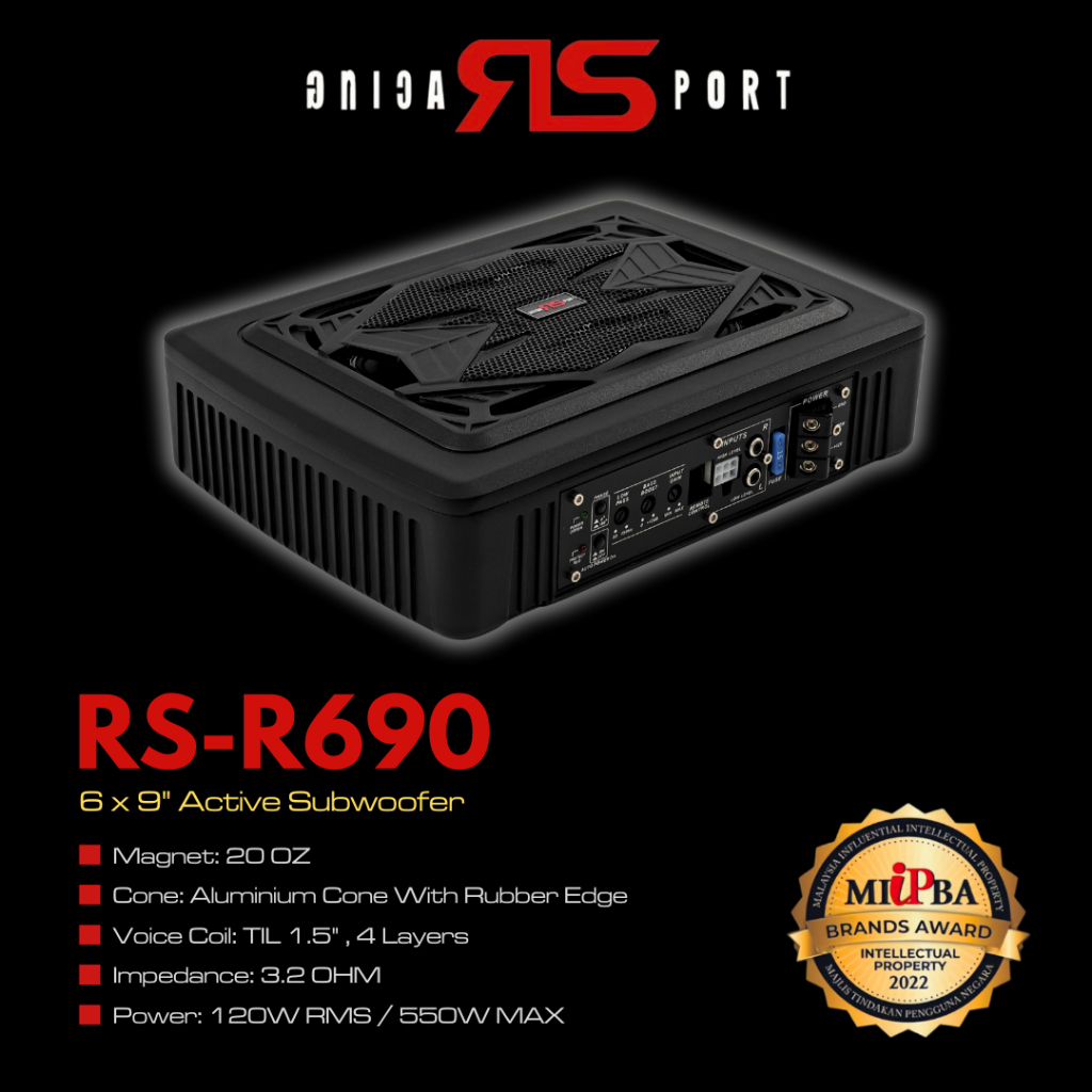 RS RACING SPORT (R690) 550W Active Subwoofer 6x9