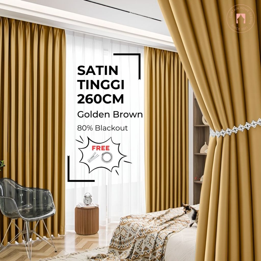 IP CURTAIN NOAH Langsir 80% Blackout Warna Golden Borwn Moden Langsir ...
