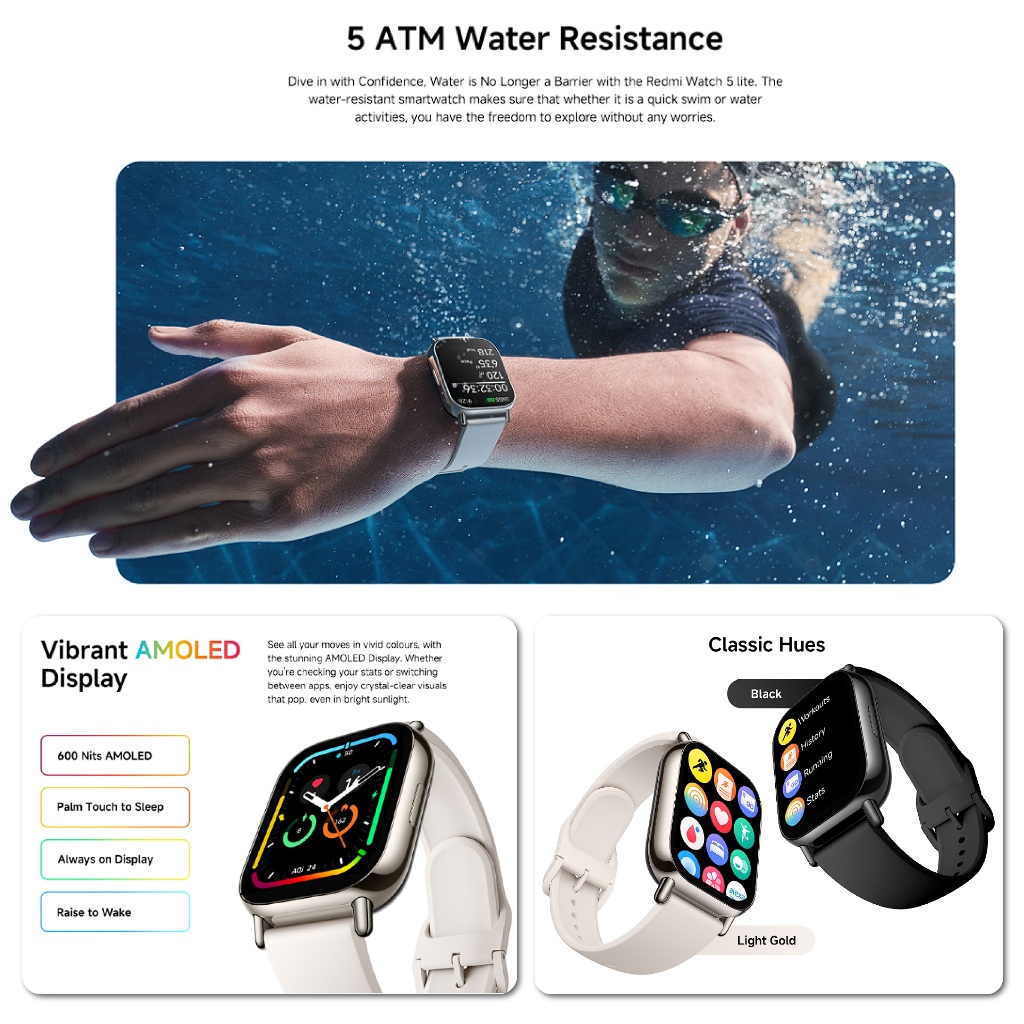 [New Arrival] Redmi Watch 5 Lite | Vibrant AMOLED Display | GPS Track ...