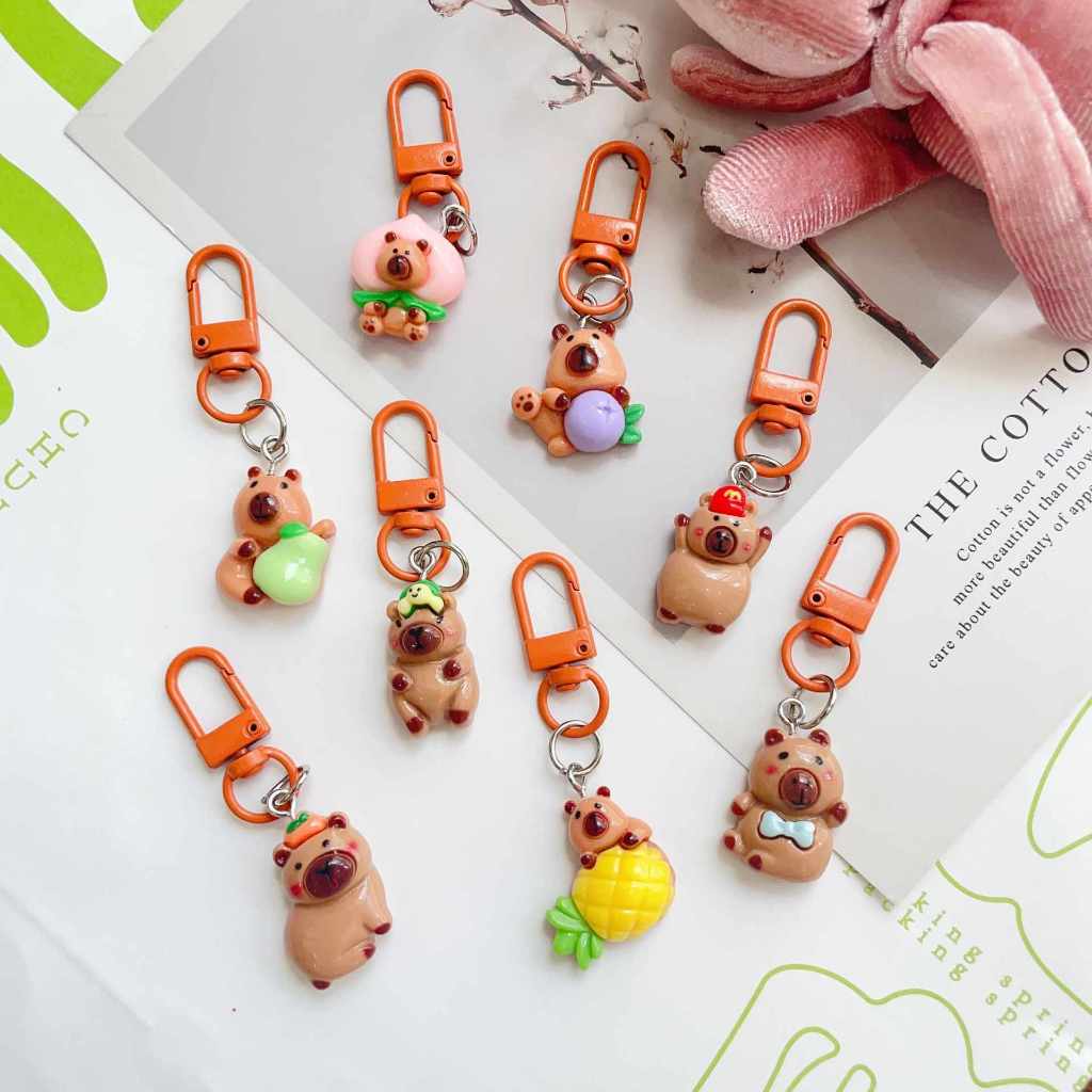 Capybara Panda Cute Keychain Student Key Chains Accessories Cartoon ...