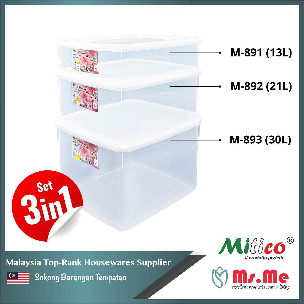 Ms.Me 3in1 Clear Bekas Simpanan Bekas Makanan Food Container Multi ...