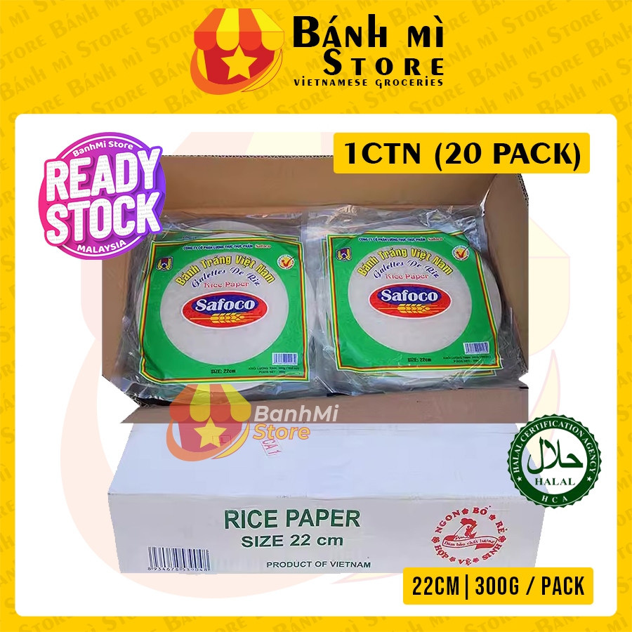 SAFOCO BANH TRANG | VIETNAM RICE PAPER 1 CTN (22CM / 300g / 20 PACK ...