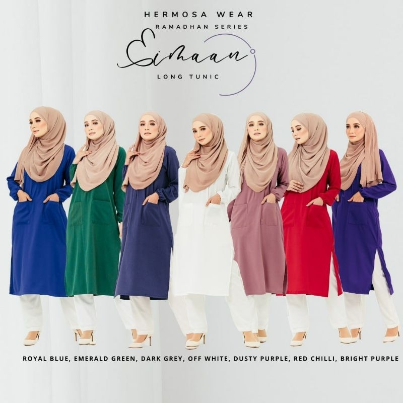 EIMAAN LONG BLOUSE TUNIC byHermosa | Shopee Malaysia
