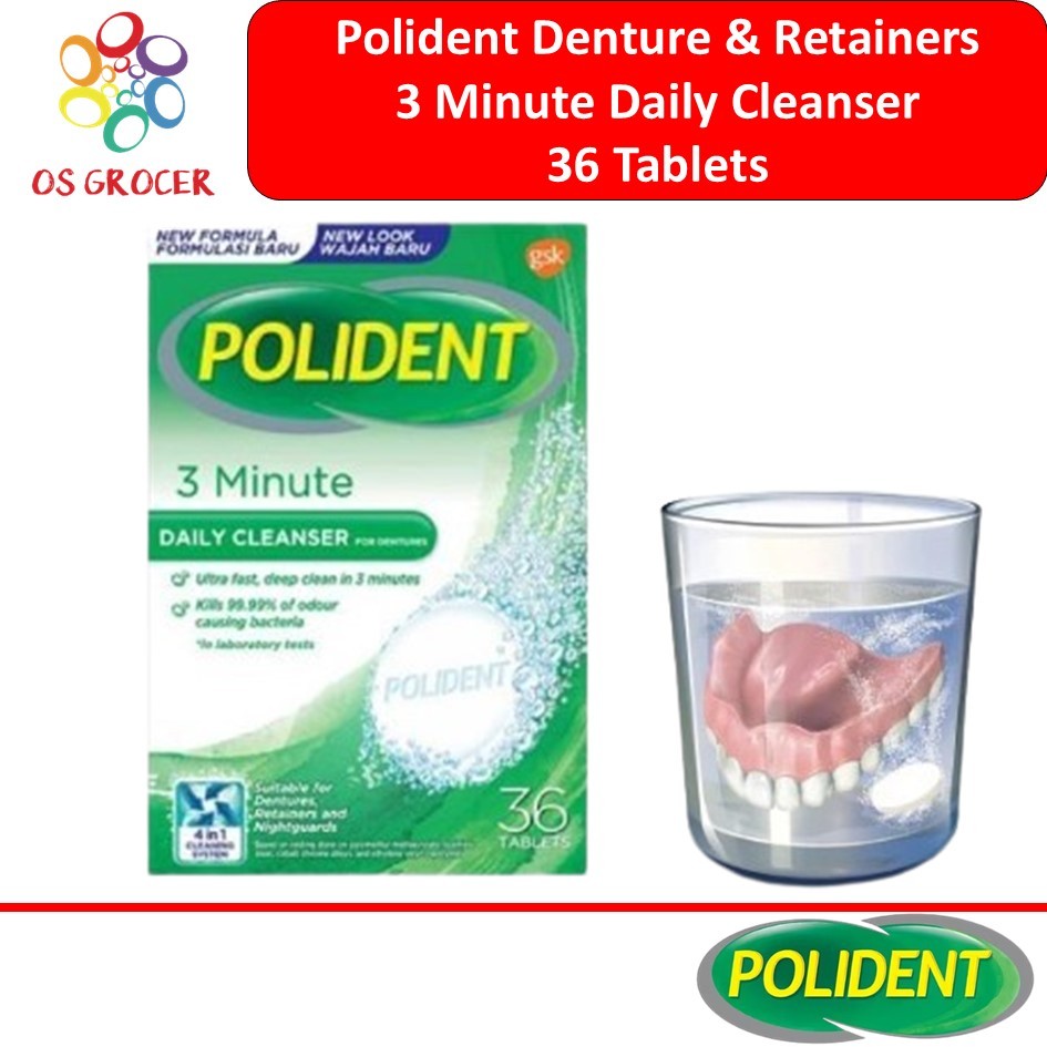 Polident Dentures and Retainers 3 Minute Daily Cleanser 36 Tablets ...