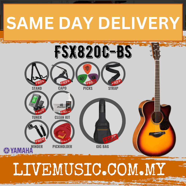 Yamaha FSX820C Concert Cutaway Acoustic-Electric Guitar - ( FSX-820C ...