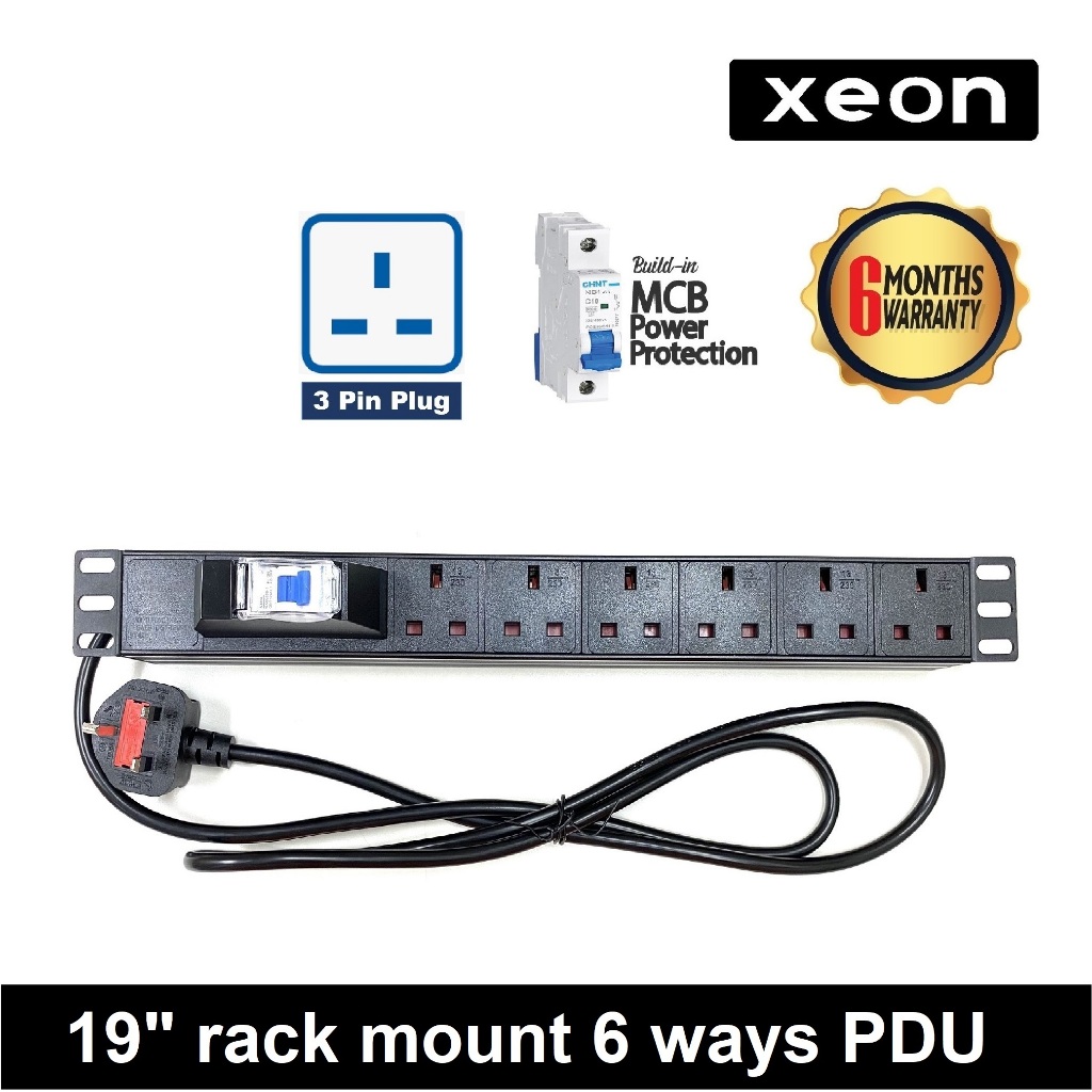 PDU Power Distribution Unit 19" Rack mount UK 3 pin Power Socket Extension | Shopee Malaysia