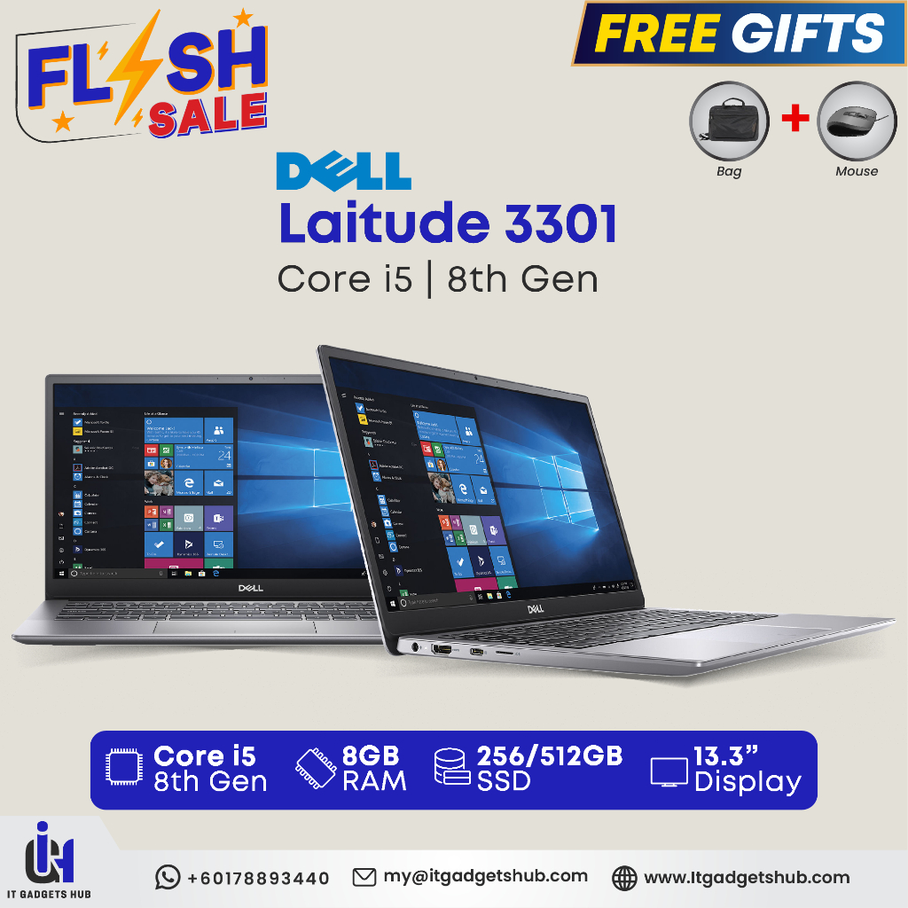 Dell Latitude 3301 Laptop | Intel Core i5-8th | 13" Display | 8GB-16GB ...